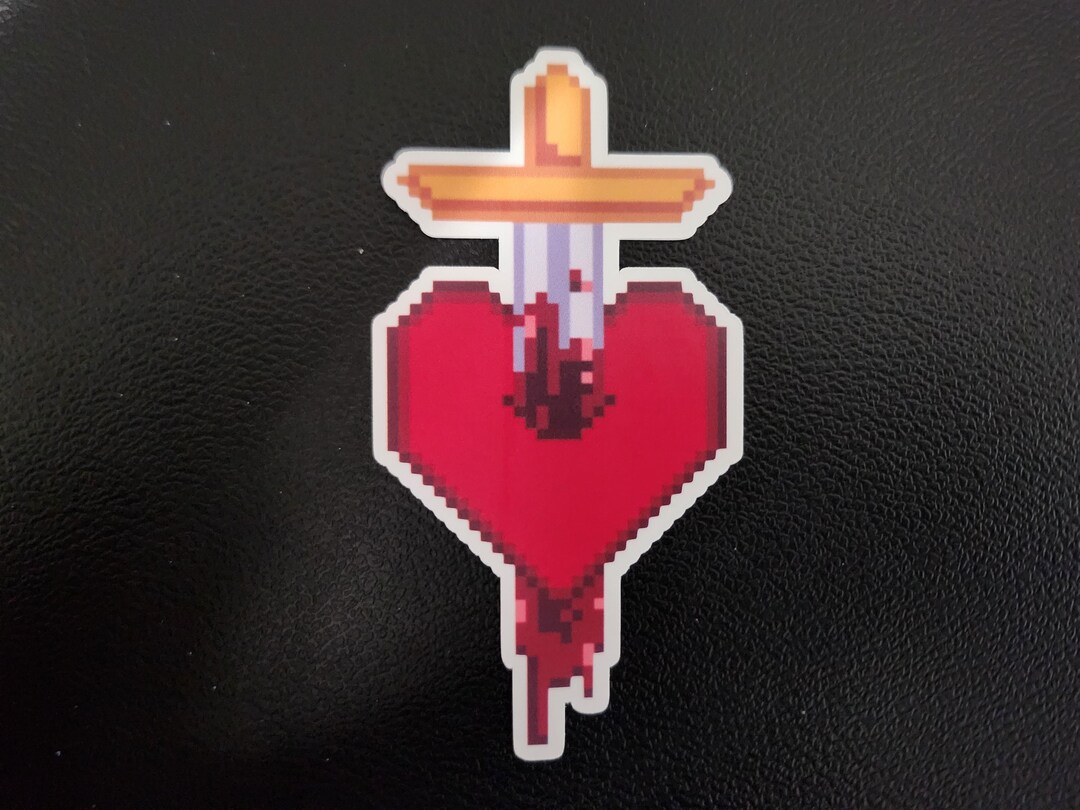 Pixel Stabbed Heart Vinyl Sticker - Etsy