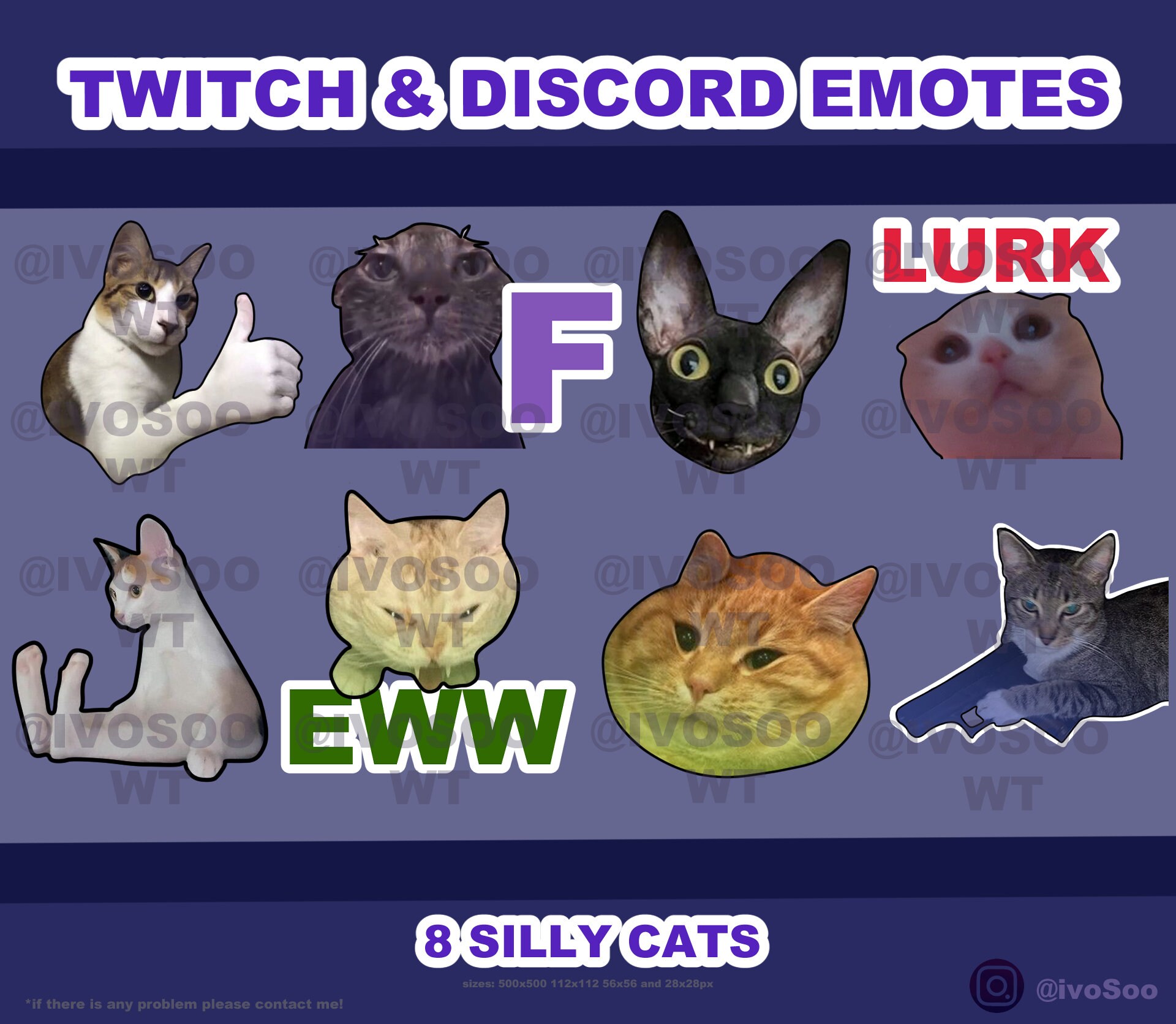 TWITCH&DISCORD Silly Cats Emotesx8 | Streamer Emote Pack | - Etsy
