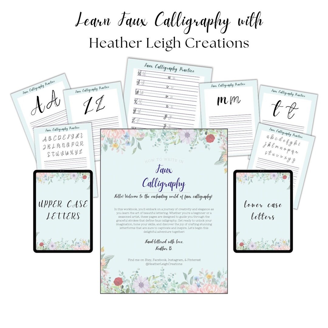 Faux Calligraphy Workbook | Perfect for Beginners | Practice Sheets and ...
