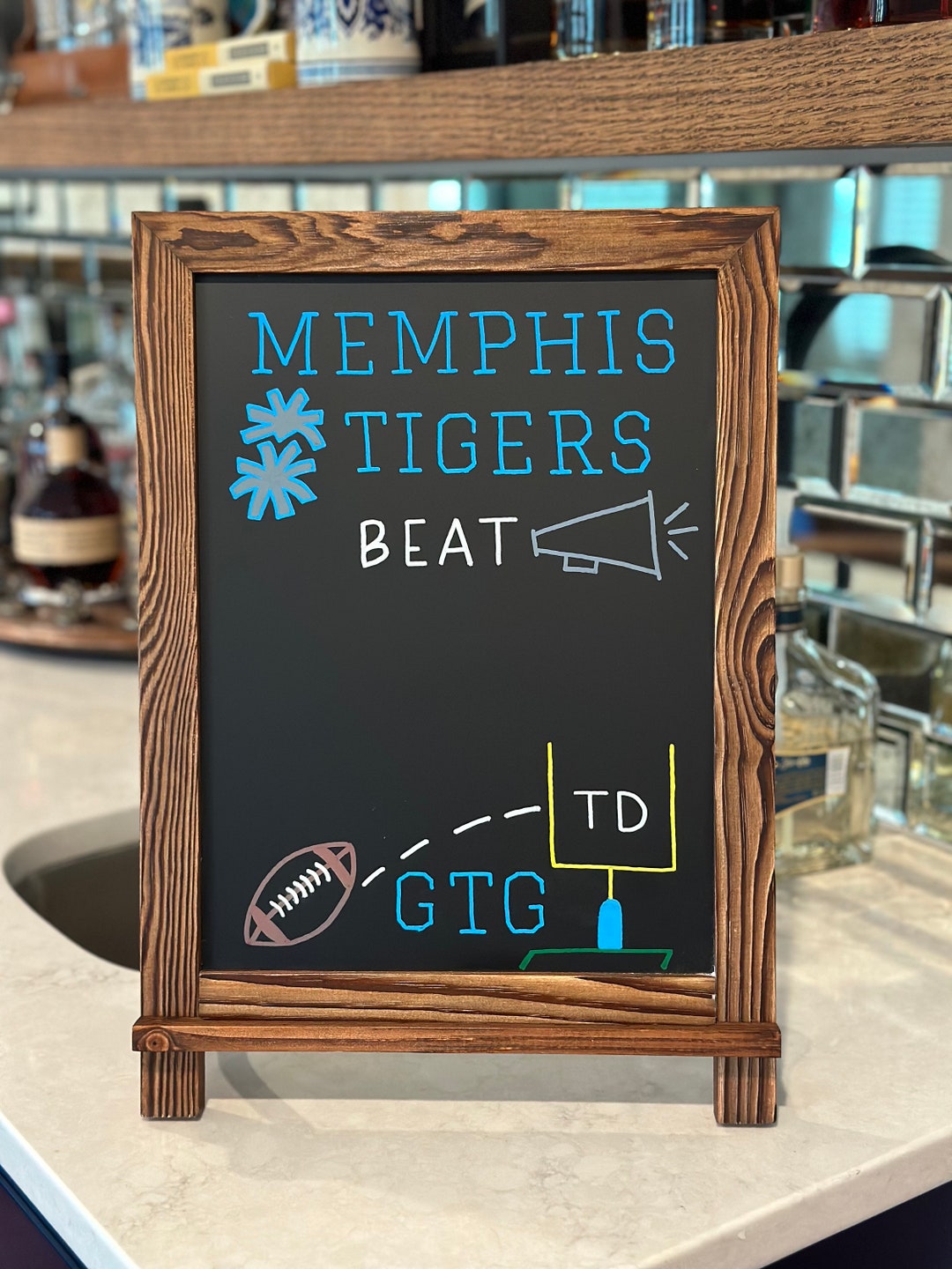 Rustic Wood Framed Gameday Chalkboard Sign: Personalized Tailgate Decor ...