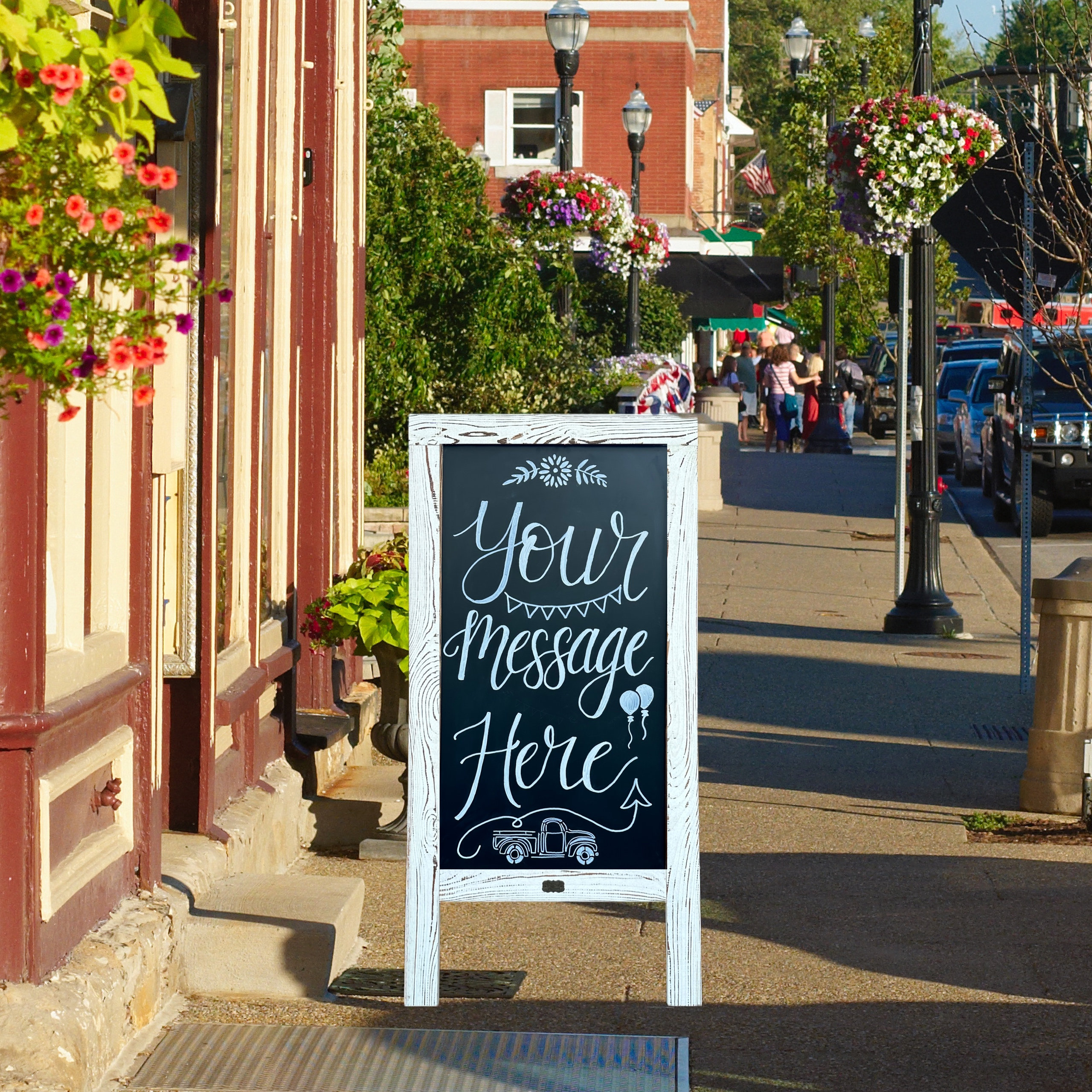 Custom Sidewalk Magnetic Chalkboard Sign Whitewashed Wood A-frame ...