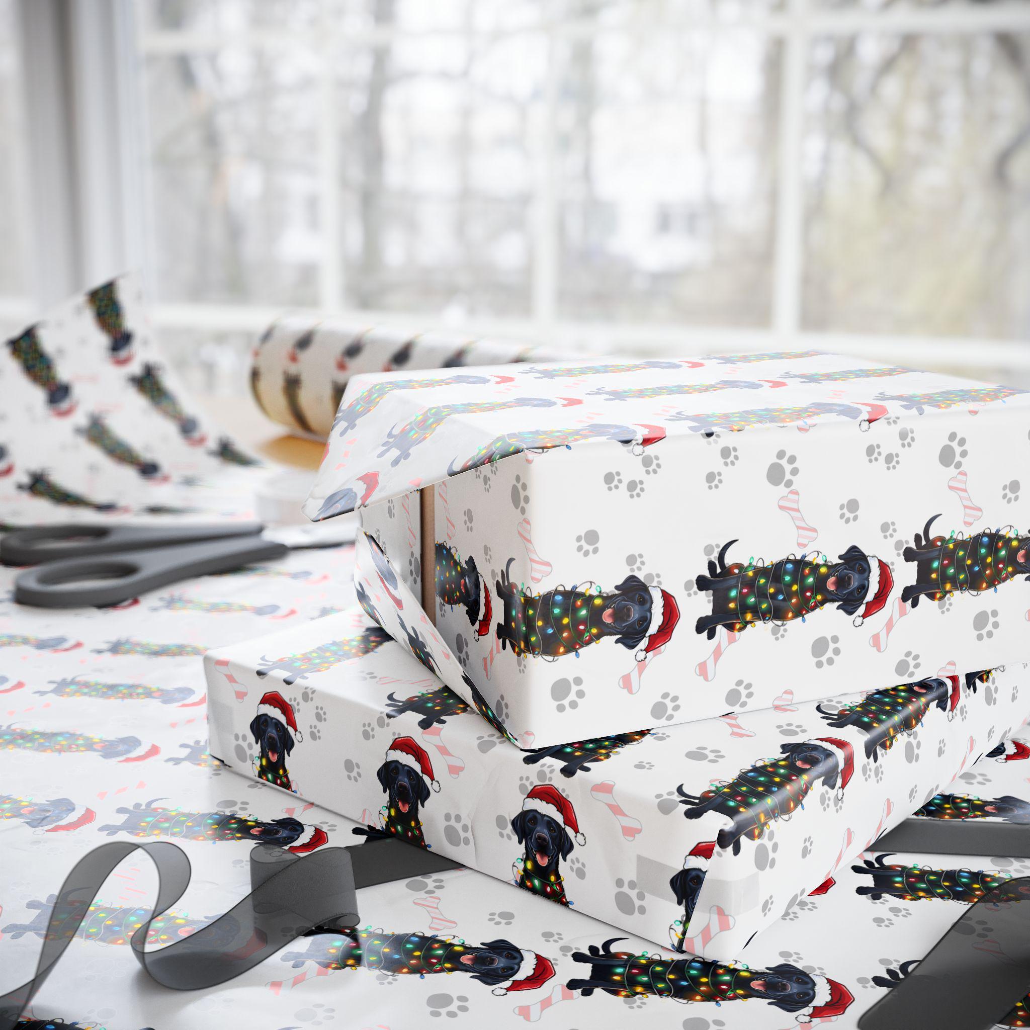 Black Lab, Labrador Retriever Christmas Wrapping Paper: Holiday Dog ...