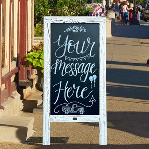 Custom Sidewalk Magnetic Chalkboard Sign Whitewashed Wood A-frame ...
