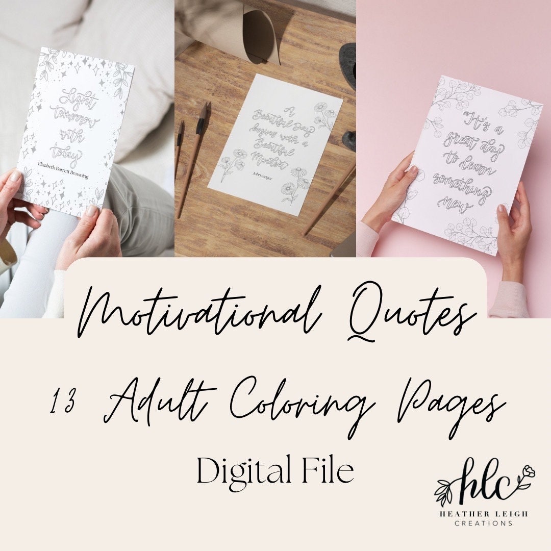 Motivational Quote & Flower Coloring Pages | Digital File | Journal or ...