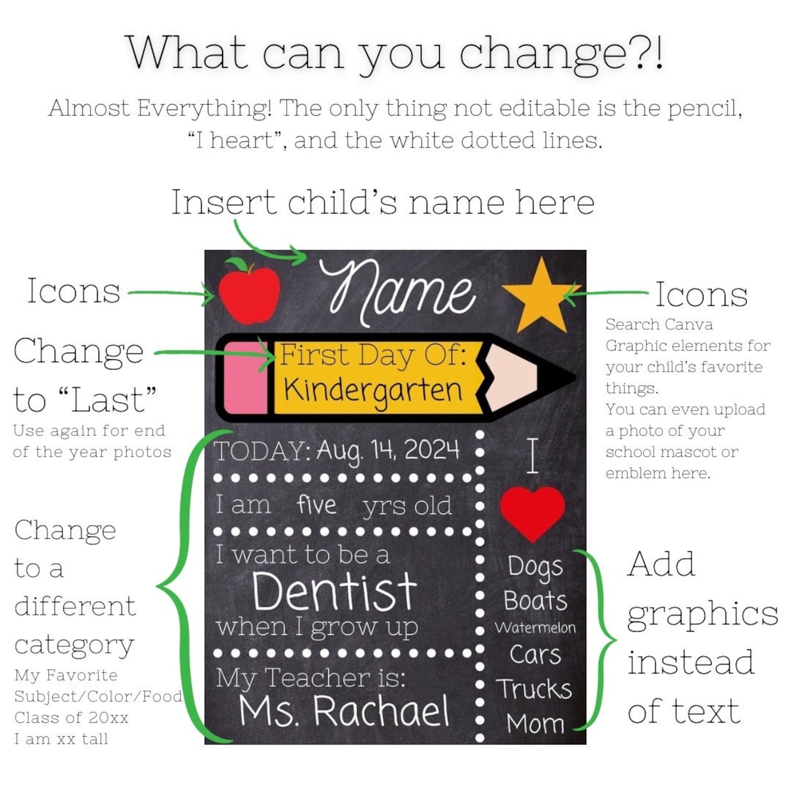 Editable First Day Back to School Template | Canva | Letter & A4 Sizes ...