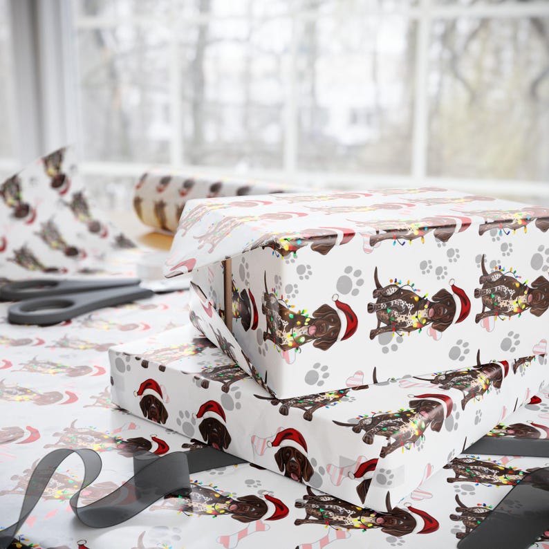 GSP Holiday Wrapping Paper, Pointer Dog Lover Christmas Gift Wrap - Etsy