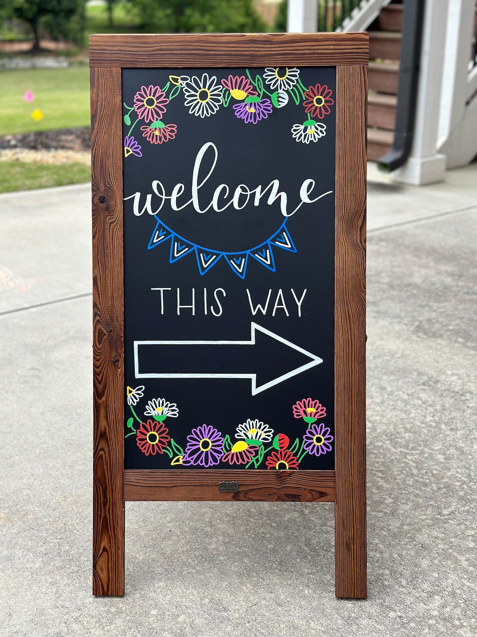 Custom Welcome Sidewalk Chalkboard Sign Wedding, Bridal Shower, Engagement Party Magnetic Wood A ...