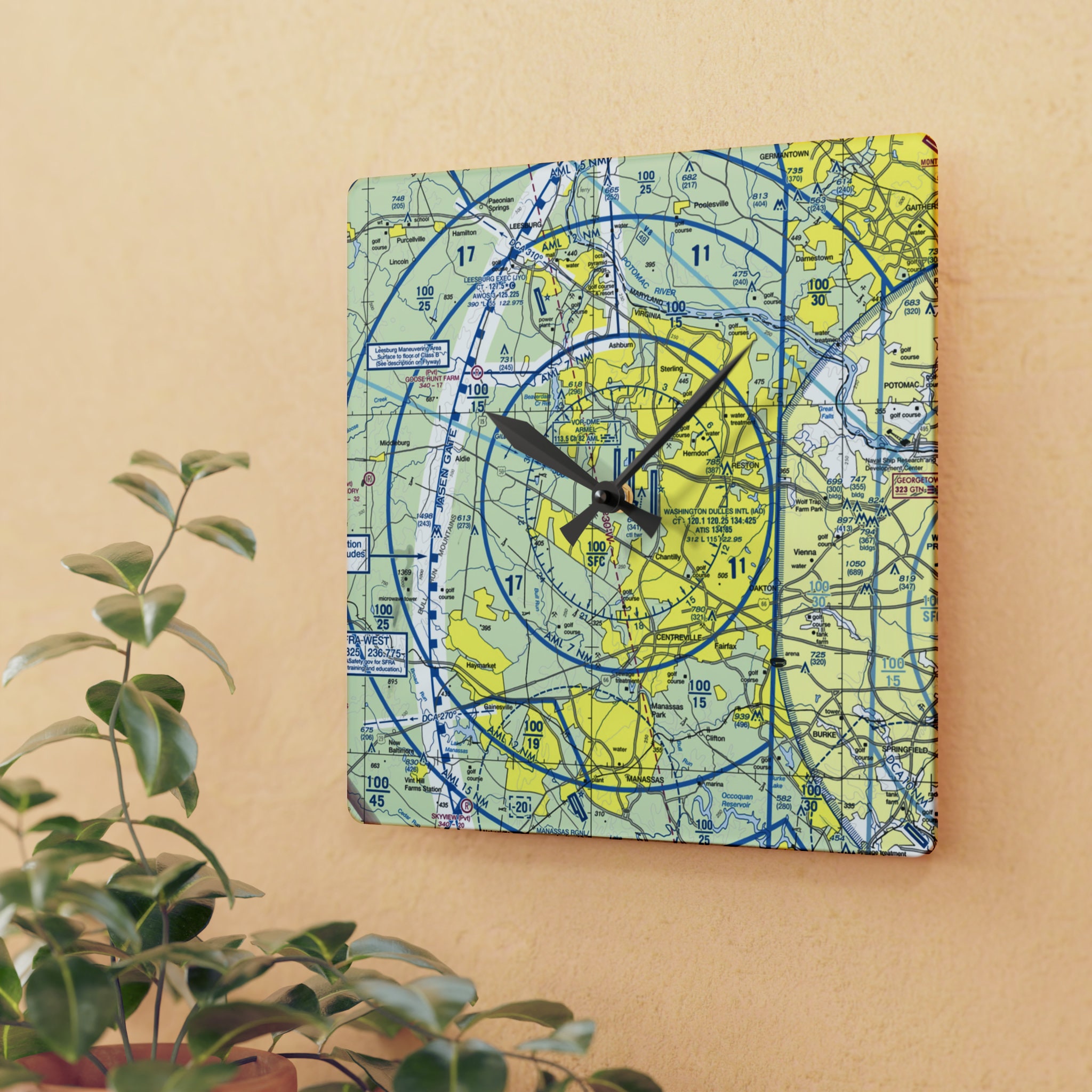 Aviation Clock | Aviation Gifts Unique | Aviation-themed VFR Map Wall ...