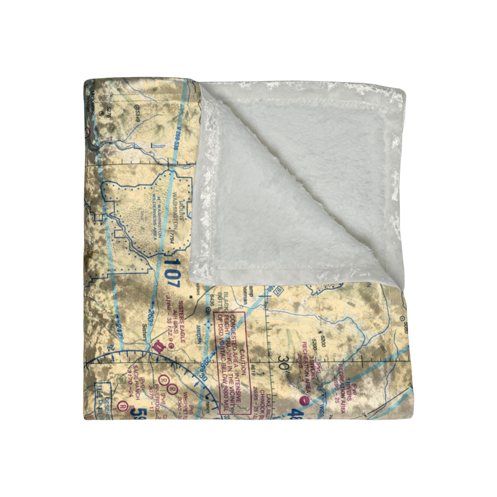 VFR Aviation Chart Crushed Velvet Blanket Pilot Gift Cozy Airplane ...