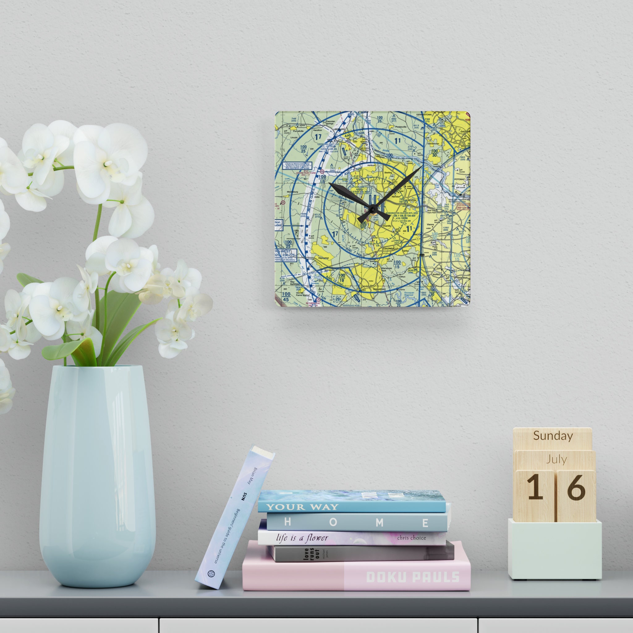 Aviation Clock | Aviation Gifts Unique | Aviation-themed VFR Map Wall ...