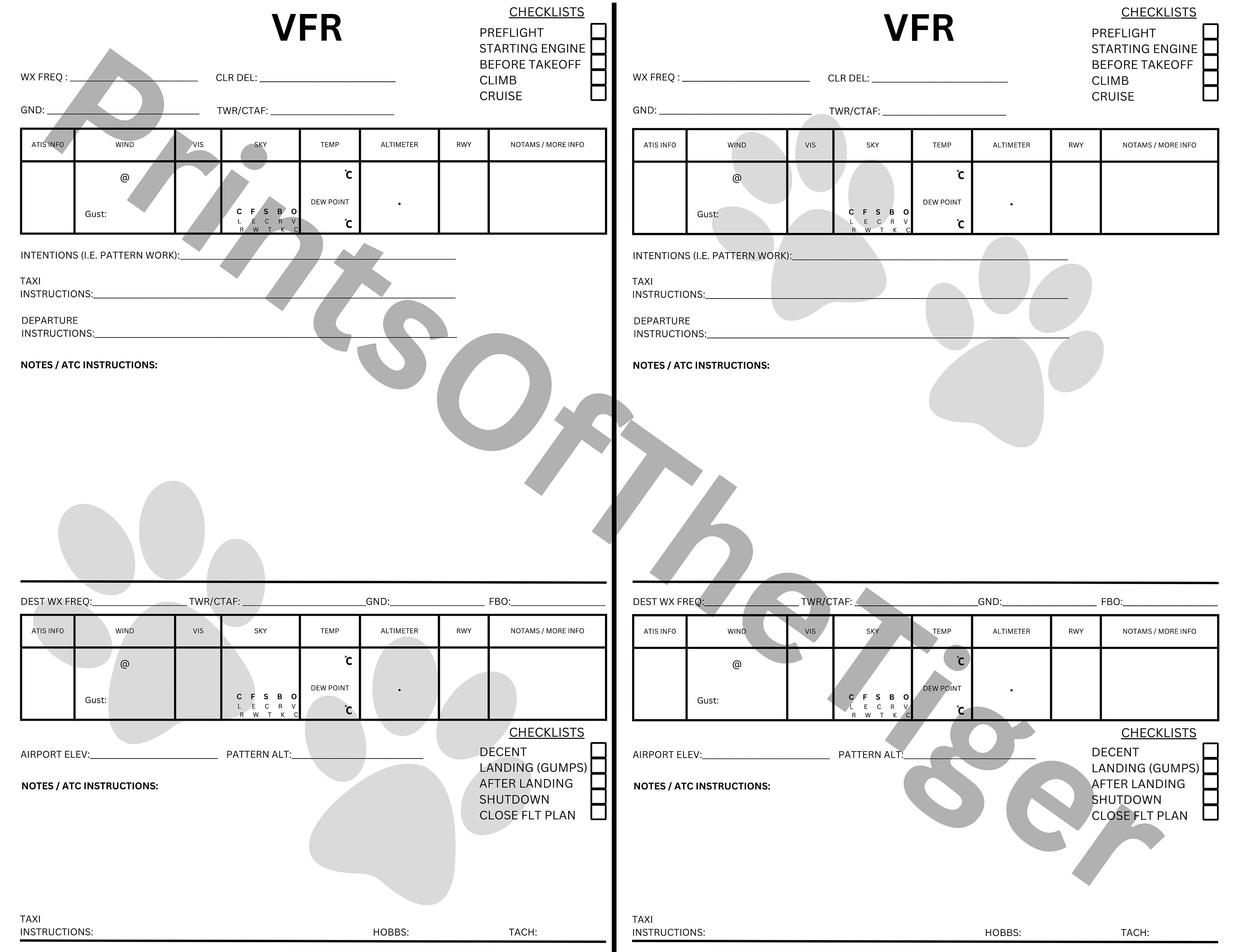 VFR Pilot Checklist Digital Download Essential Aviation Gifts for ...
