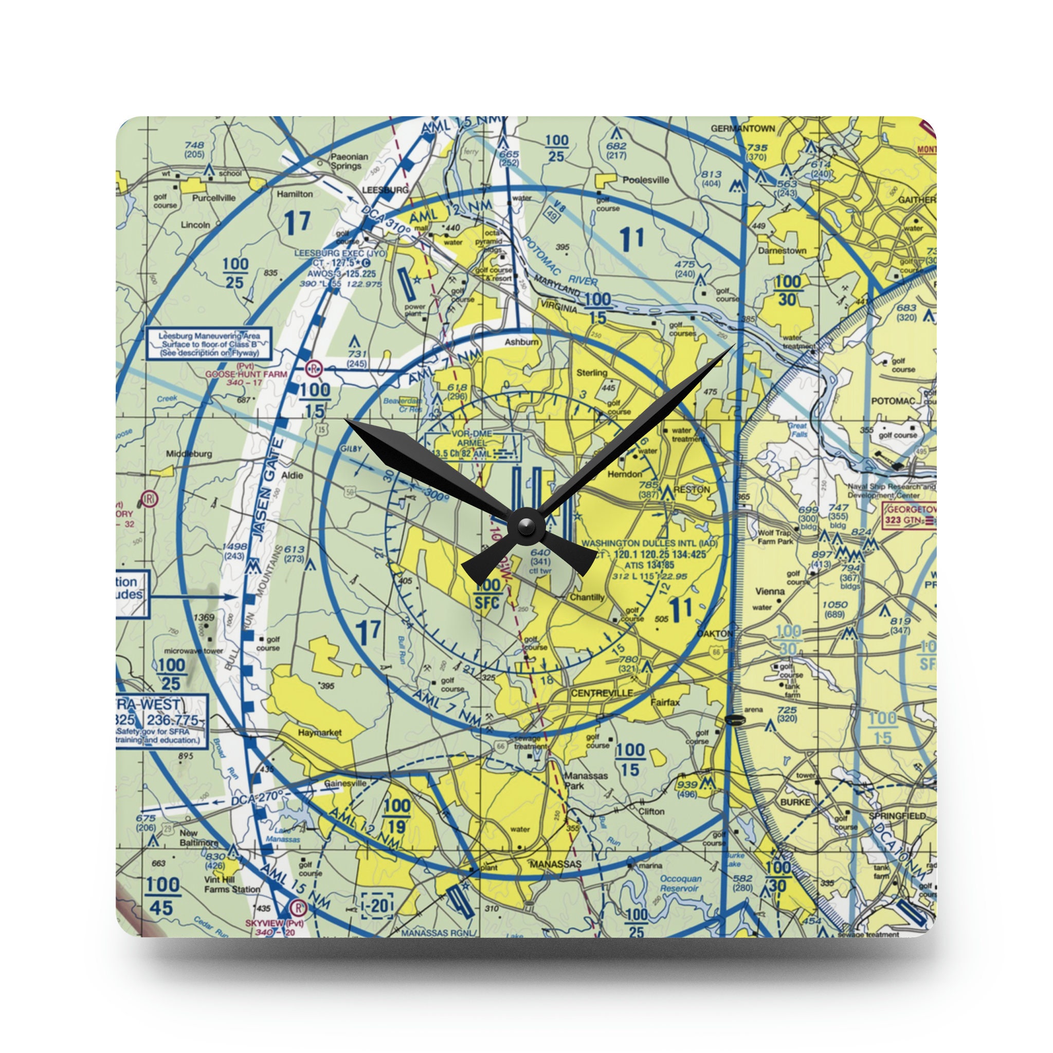 Aviation Clock | Aviation Gifts Unique | Aviation-themed VFR Map Wall ...