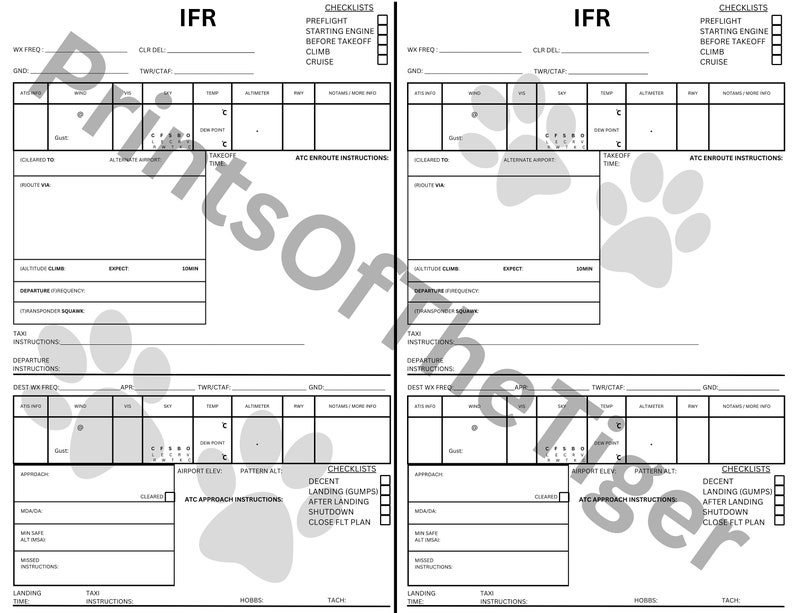 IFR Pilot Checklist Digital Download Essential Aviation Gifts for ...