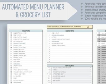 Meal Planner With Automated Grocery List - Etsy