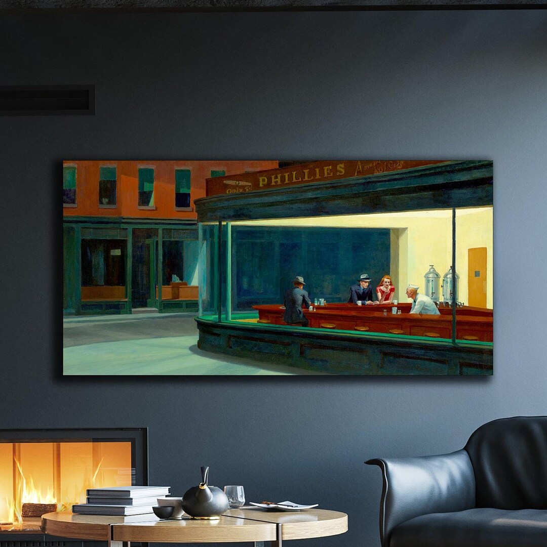 Edward Hopper Nighthawks Canvas Print Retro Reproduction Large Wall Art ...