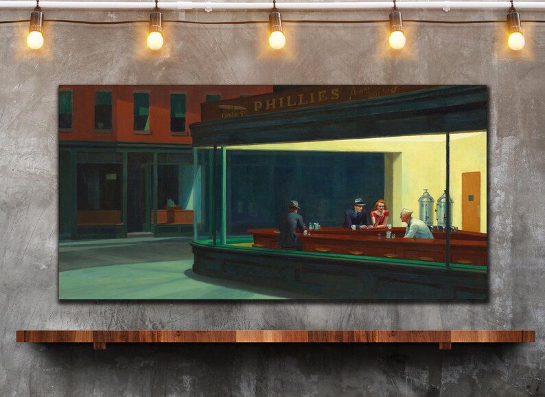 Edward Hopper Nighthawks Canvas Print Retro Reproduction Large Wall Art ...