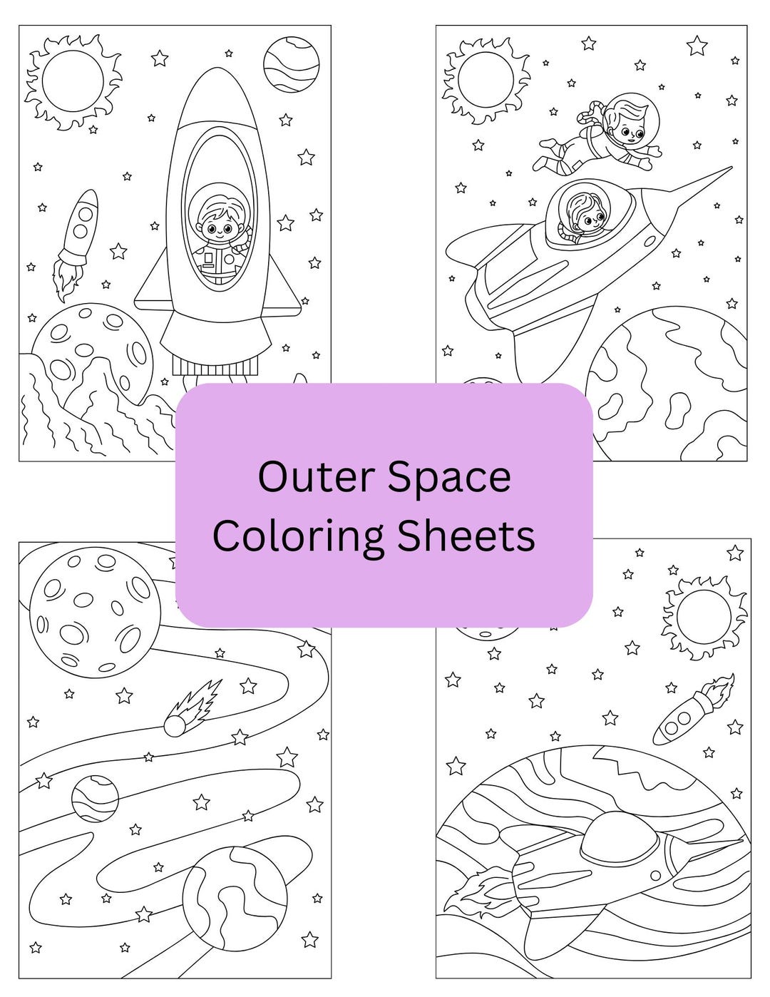 Outer Space Coloring Sheets - 13 Pages - Etsy