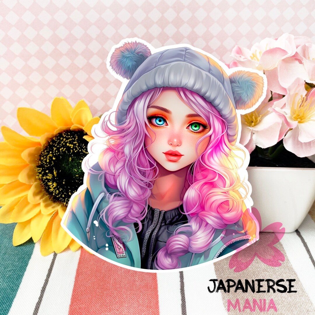 Pastel Girl Sticker - Cute Girl Sticker - Kawaii Pink Girl Sticker - Etsy