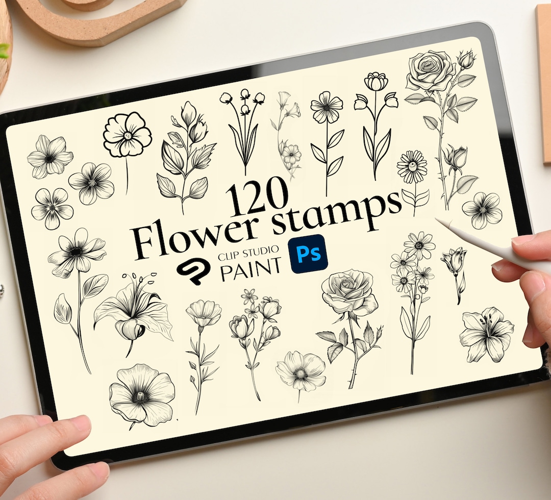 120 Photoshop Flower Stamps - Photoshop Flower Brushes - Clip Studio ...