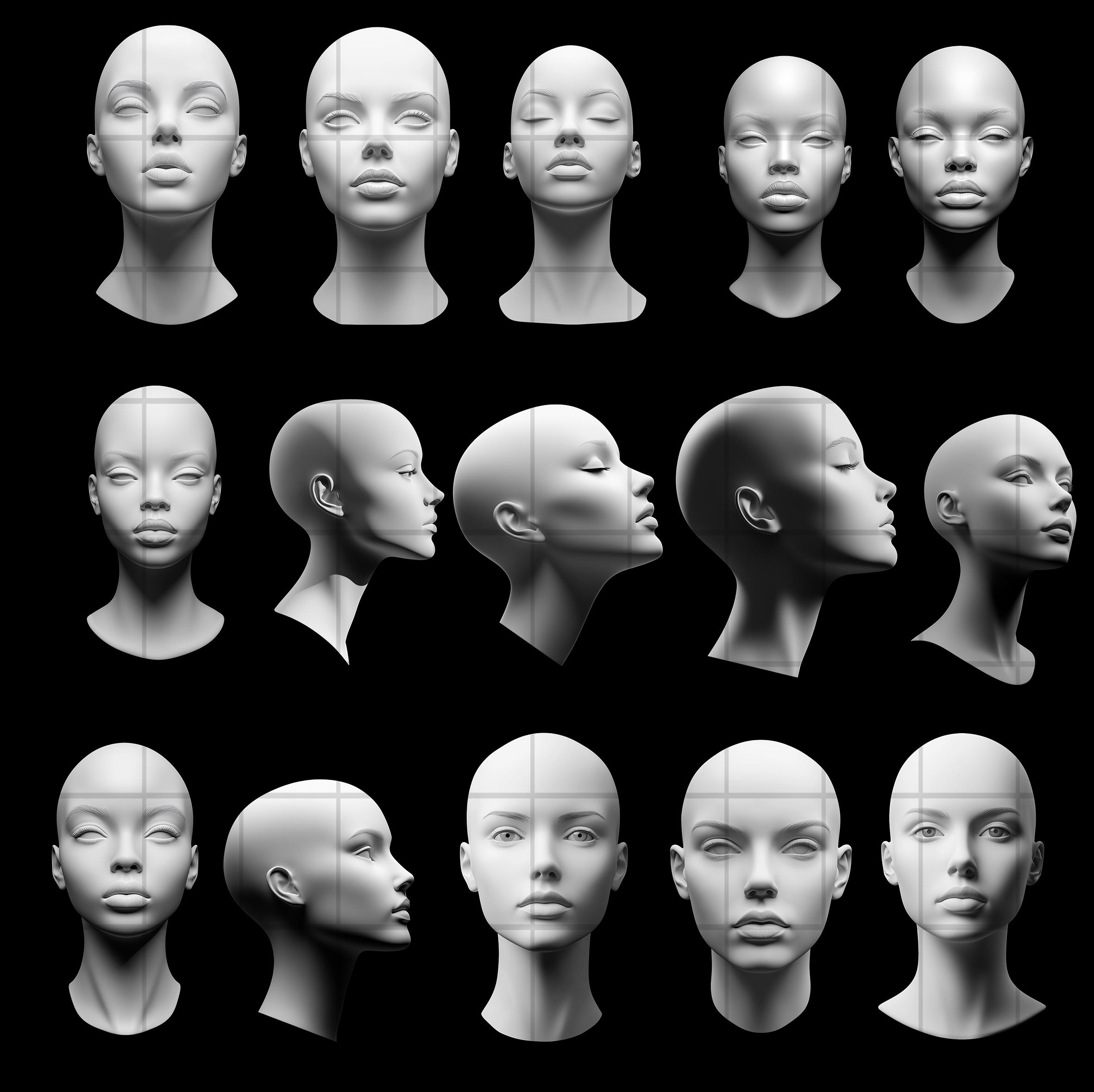 Realistic Head Pngs. Female Head Pngs for Procreate Portraits - Adobe ...
