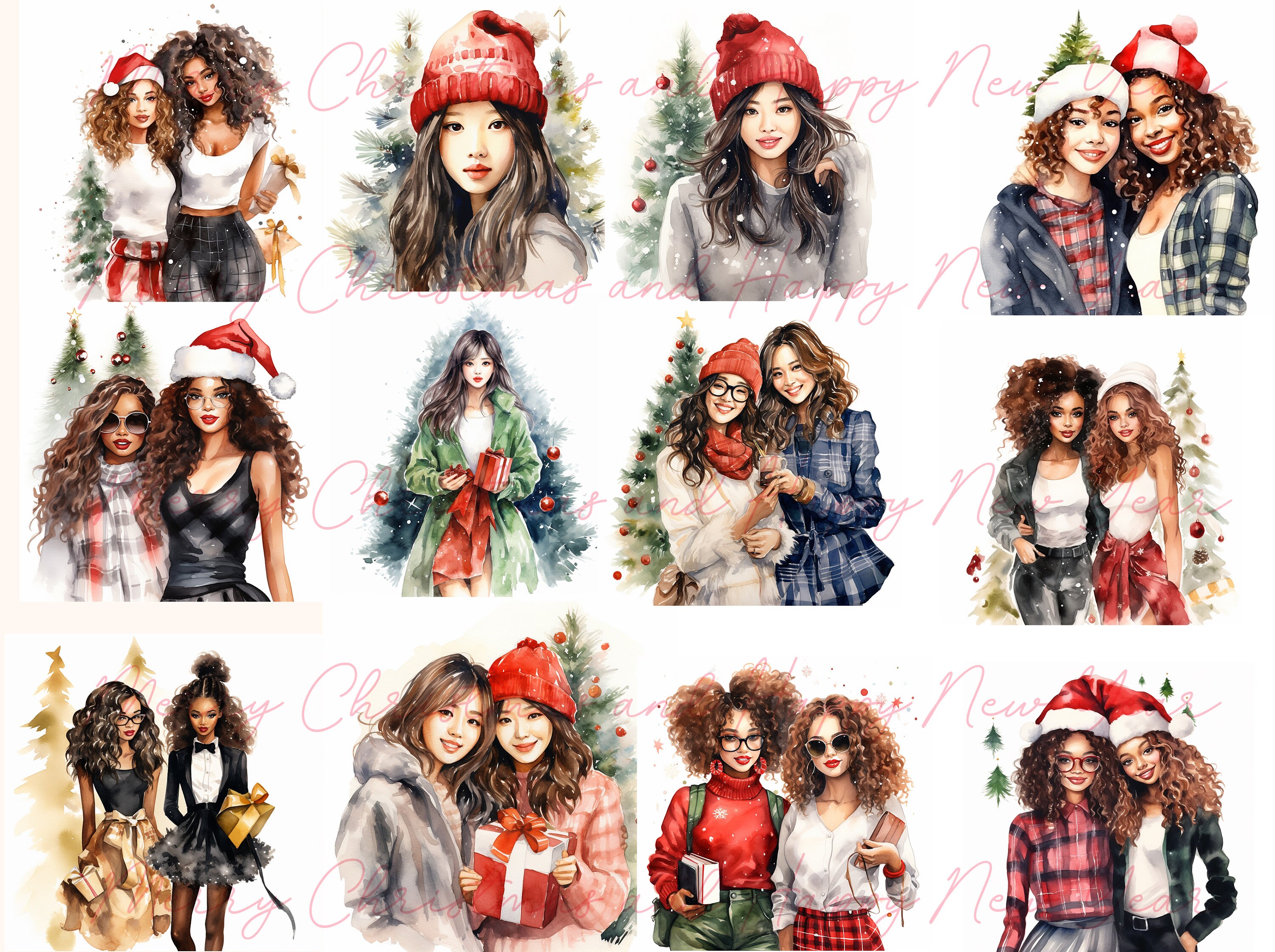 Best Friends Clipart Besties Christmas Friends Clipart - Etsy