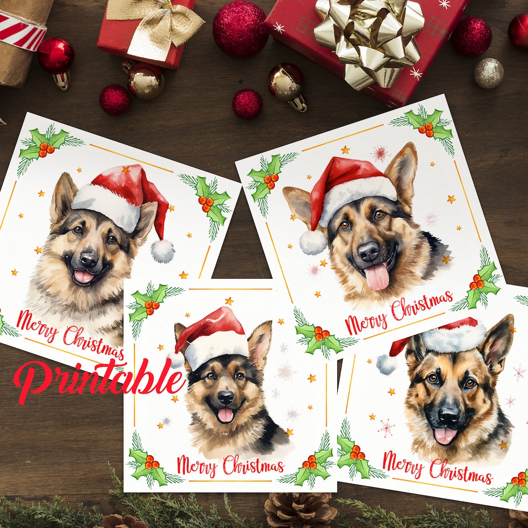Printable Christmas German Shepherd Cards Christmas German Shepherd ...