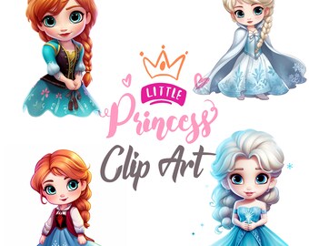 Little Princess Clipart, Watercolor Princess Clipart, Nursery Decor PNG ...