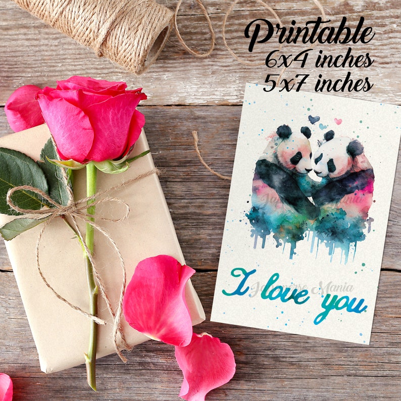 Printable Kawaii Valentine's Day Cards, Cute Panda Valentine's Day ...