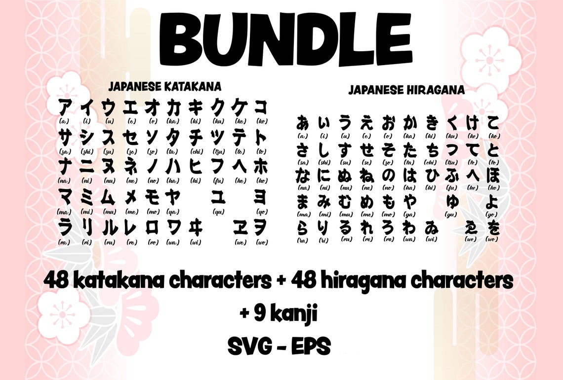 Japanese Alphabet (hiragana - Katakana) and Kanji SVG/EPS Files for ...