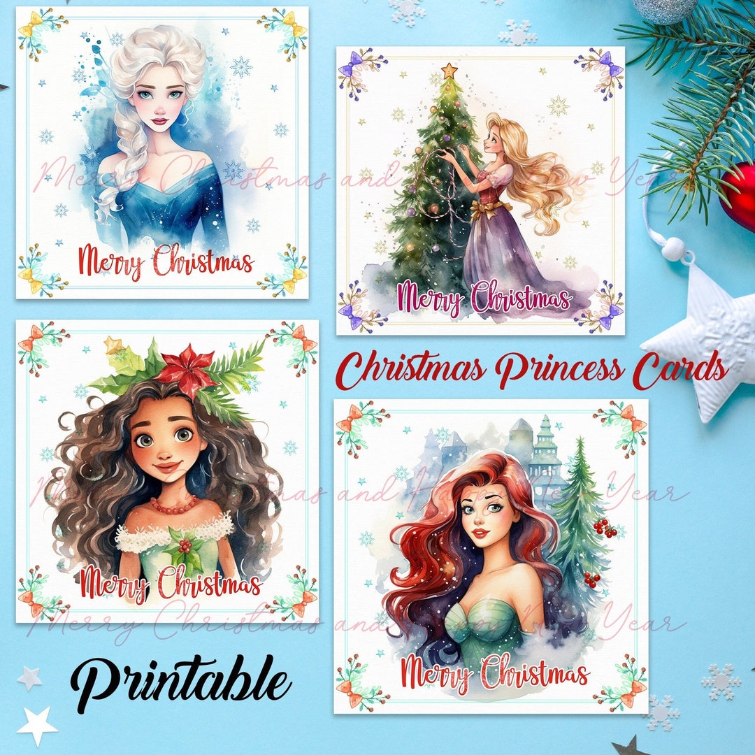 23 Printable Watercolor Princess Christmas Cards Set of - Etsy
