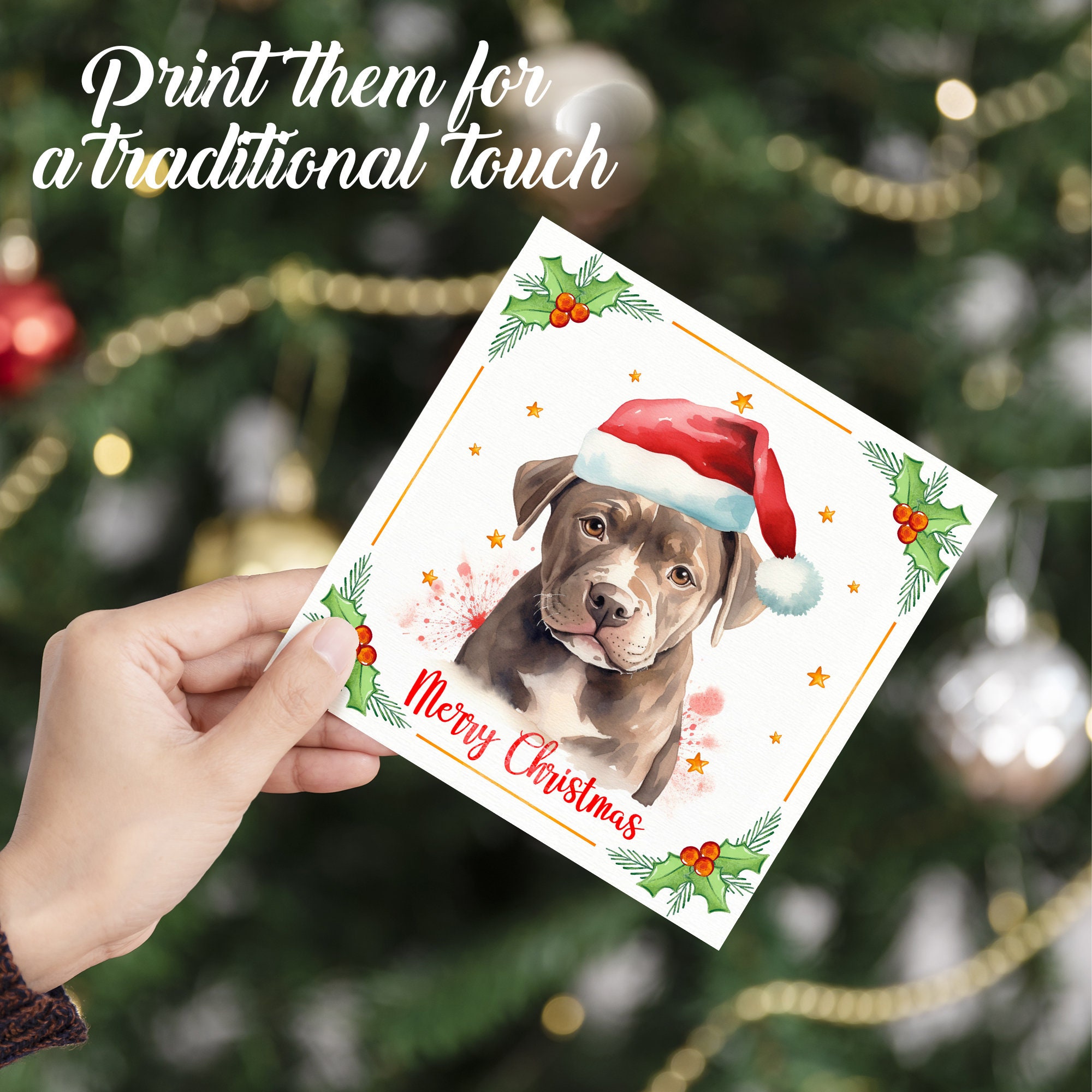 Printable Pit Bull Christmas Cards Christmas Pit Bull Cards - Etsy
