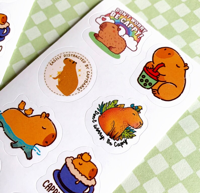 Capybara Sticker Sheet Capybara Kawaii Stickers Capybara Stickers Cute ...