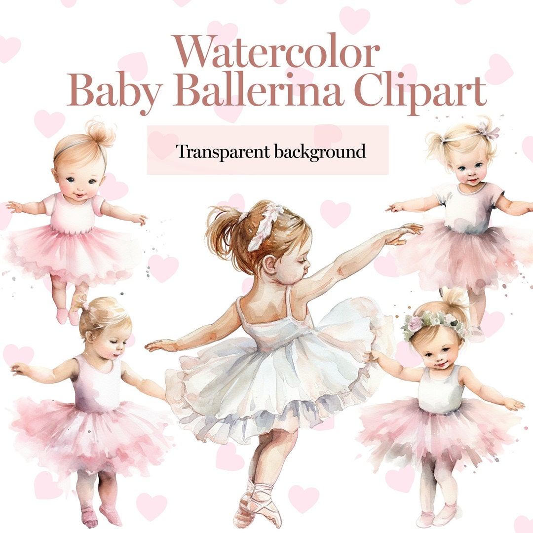 Baby Ballerina Clipart Cute Ballet Clipart Watercolor Pink Ballerina ...