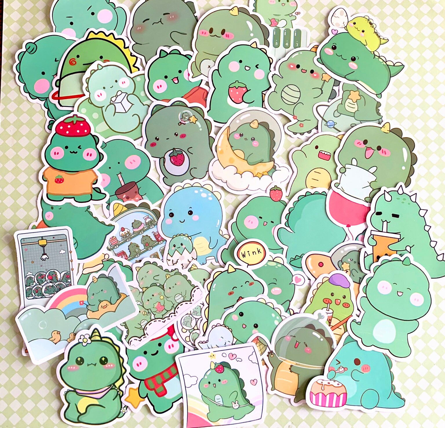 40 Pcs Cute Dinosaur Stickers, Kawaii Sticker Dinosaur, Adorable Dino ...