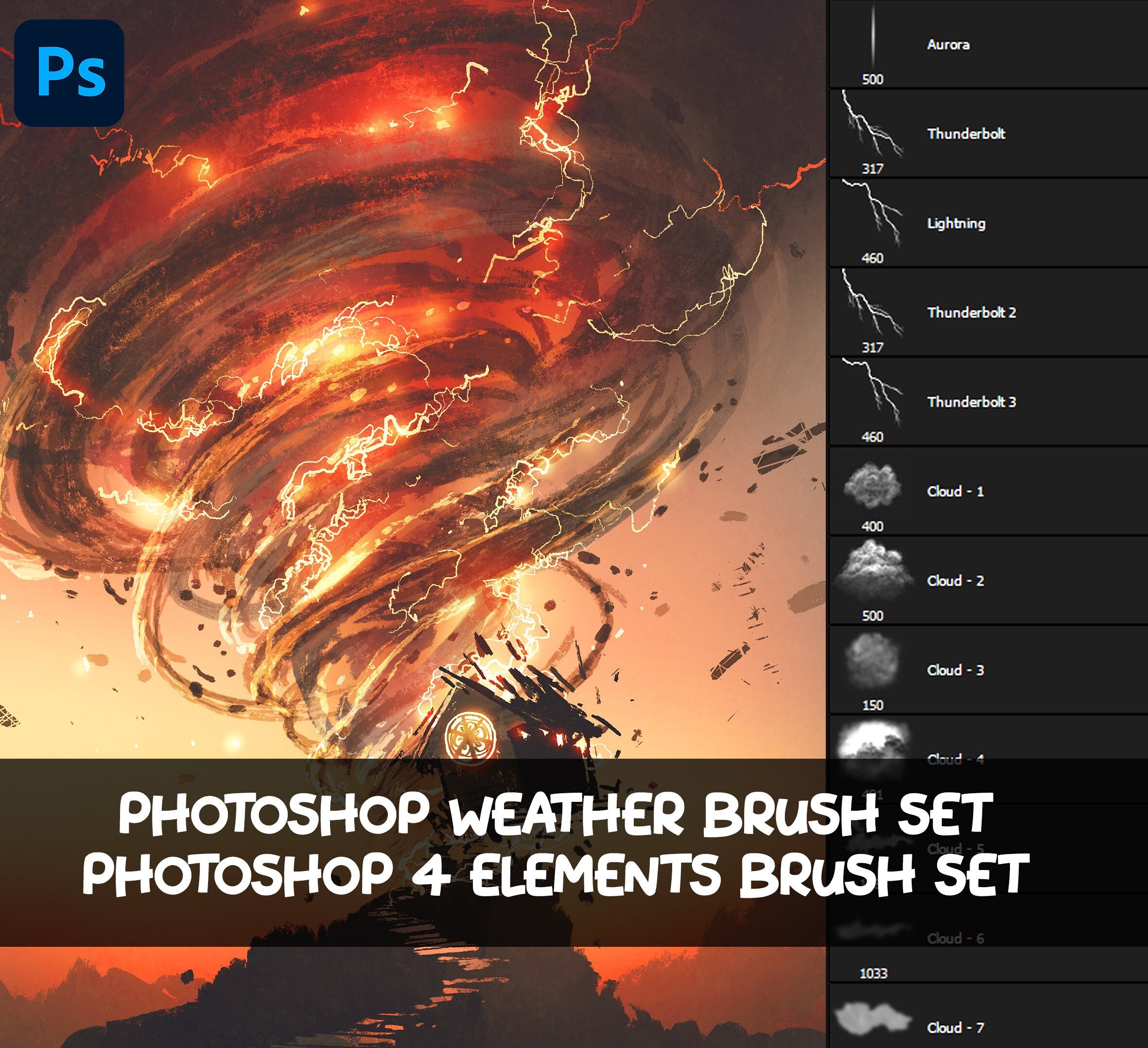 Photoshop Weather Brush Set: Cloud Brush, Smoke Brush, Dust Brush, Fog ...
