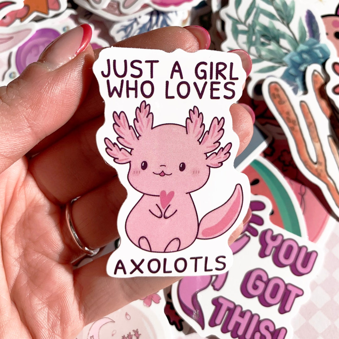 100pcs Cute Axolotl Stickers, Kawaii Axolotl Sticker, Funny Axolotl ...