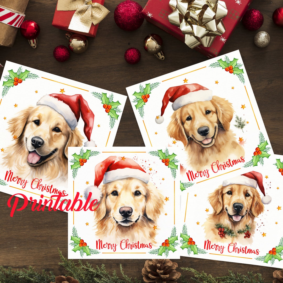 Printable Christmas Golden Retriever Cards Christmas Golden - Etsy
