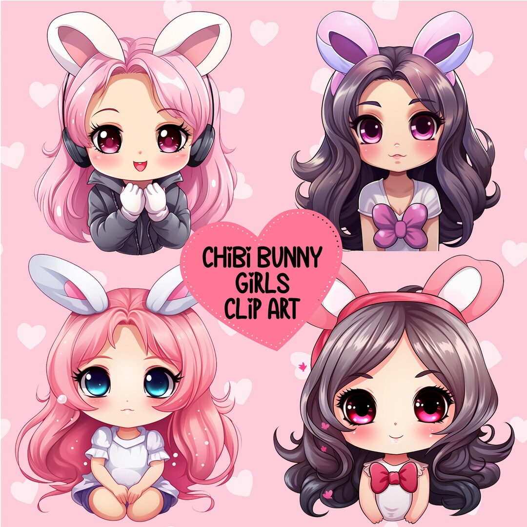 Bunny Chibi Girls Clipart, Kawaii Bunny Girls Clipart, Chibi Manga ...