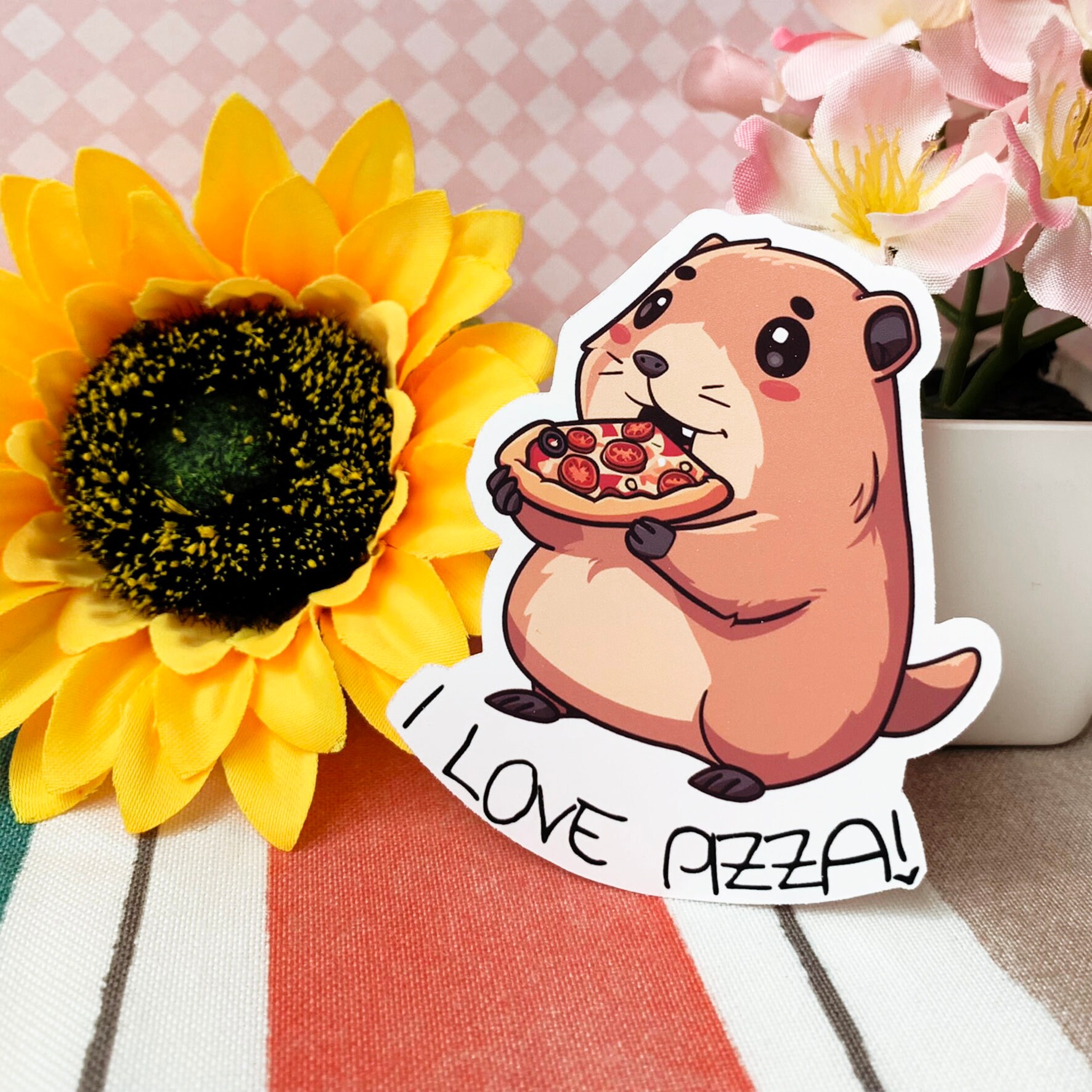 Coffee Addict Capybara Sticker Capybara Kawaii Stickers Capybara ...