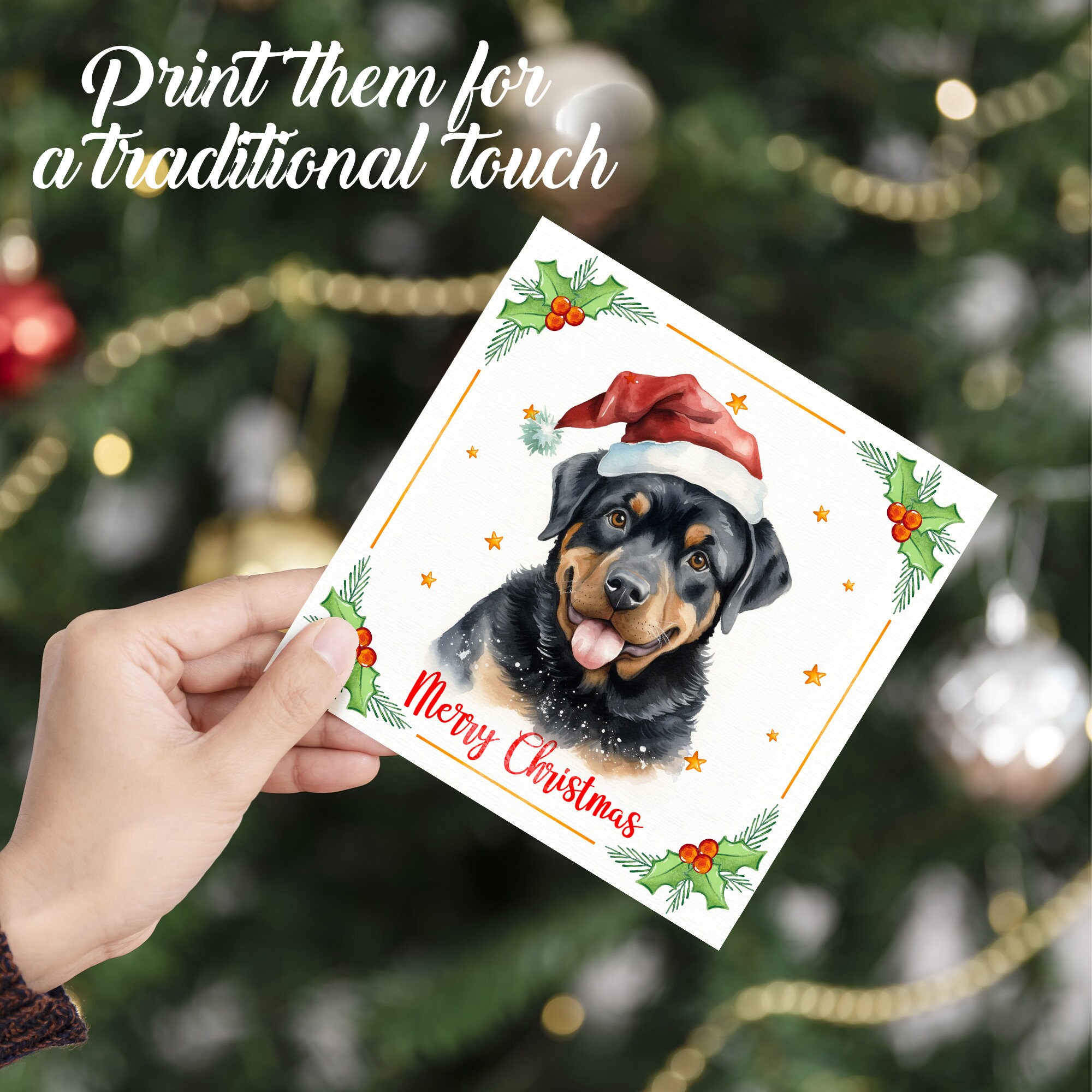 Printable Rottweiler Christmas Cards Christmas Rottweiler Card Set ...