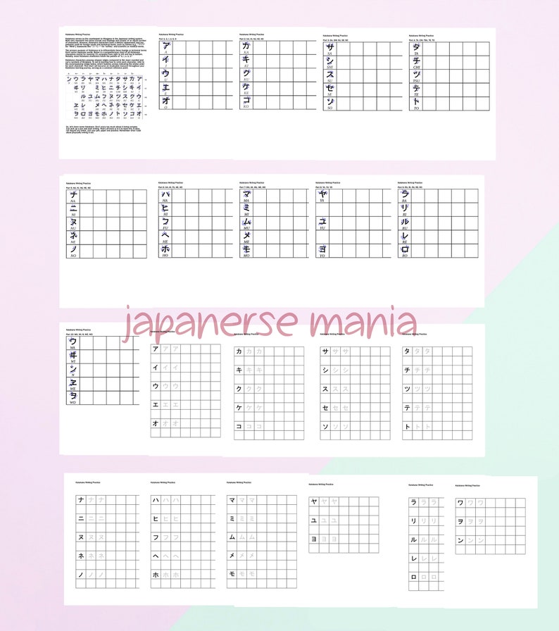 Hiragana and Katakana Worksheets Pdf Japanese Writing Practice Learn ...