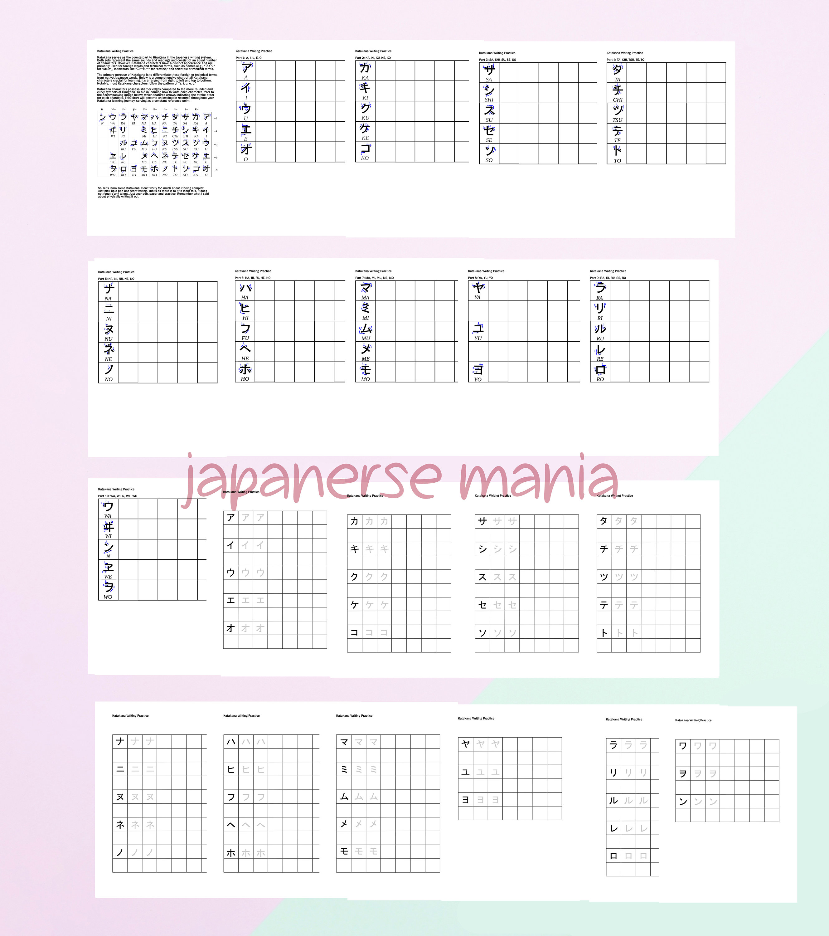 Hiragana and Katakana Worksheets Pdf Japanese Writing Practice Learn ...