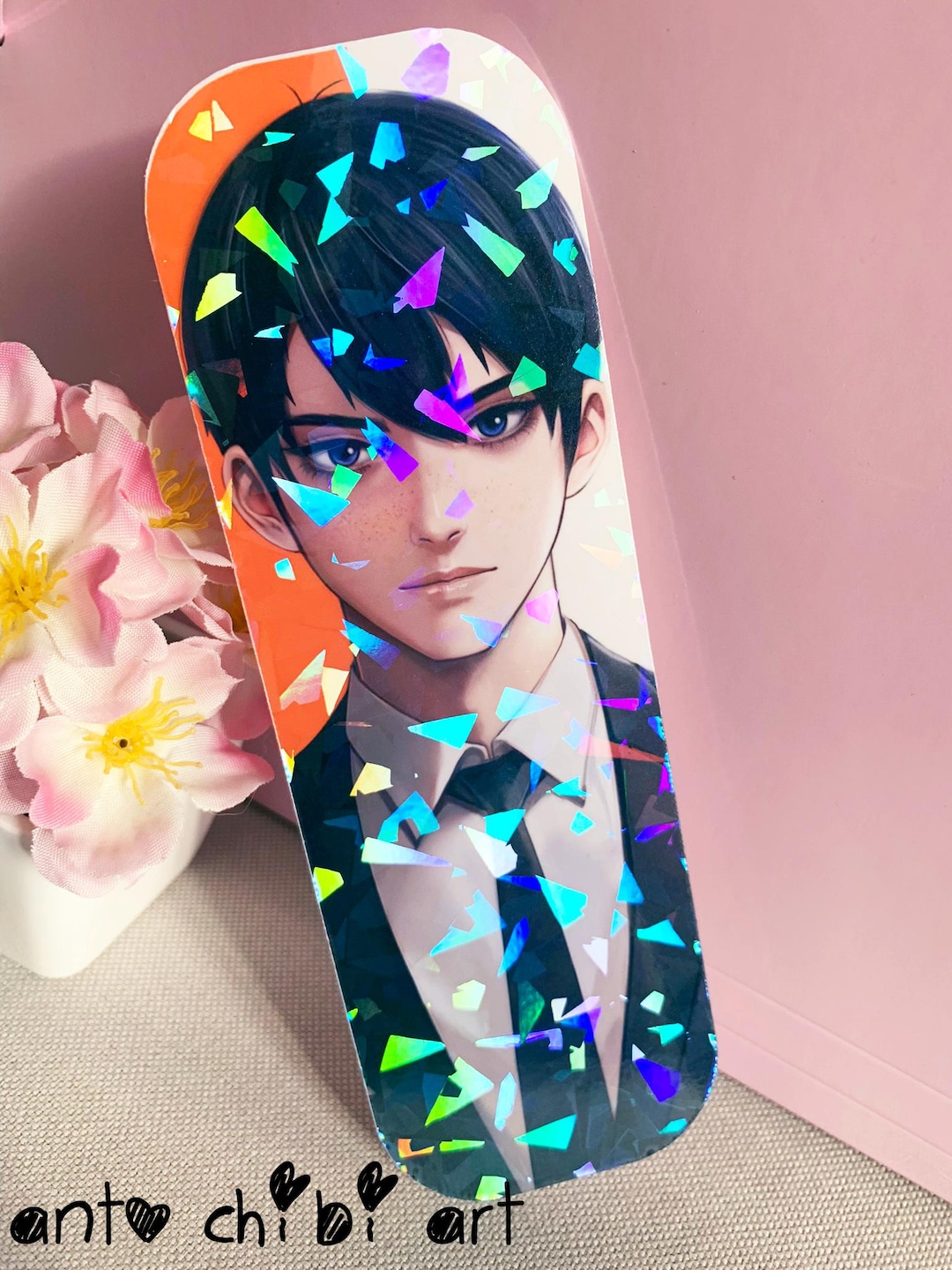 Glitter Anime Boy Bookmarks, Iridescent Anime Bookmarks, Holographic ...