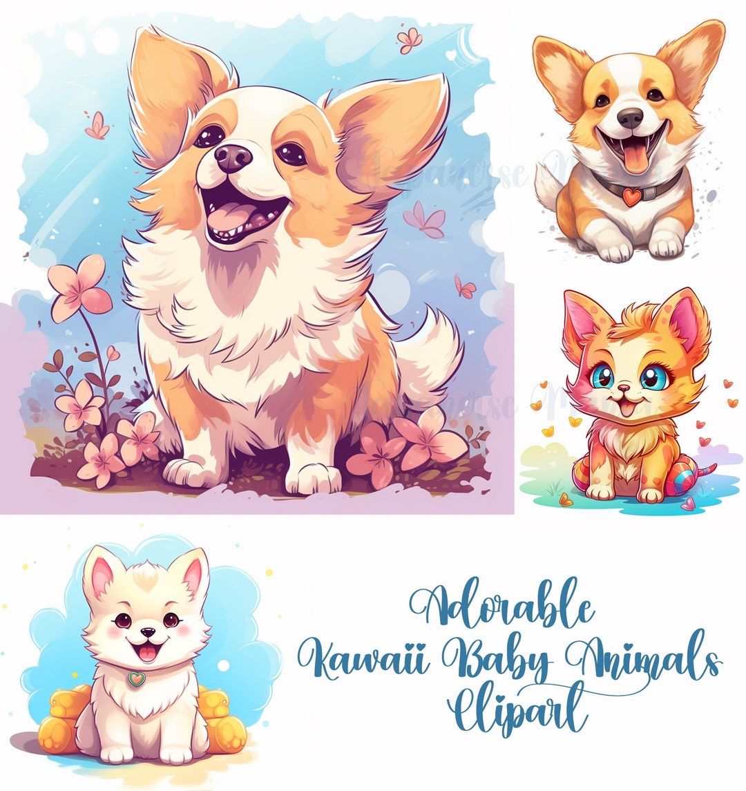 Kawaii Animals Clipart Cute Baby Animals Clipart Kawaii Pet Clipart PNG ...