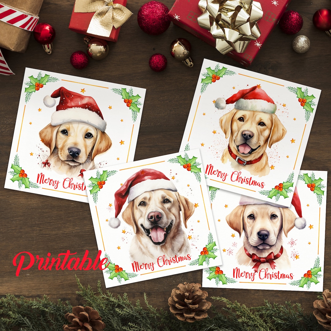 Printable Labrador Dog Christmas Cards Christmas Labrador Cards Set ...