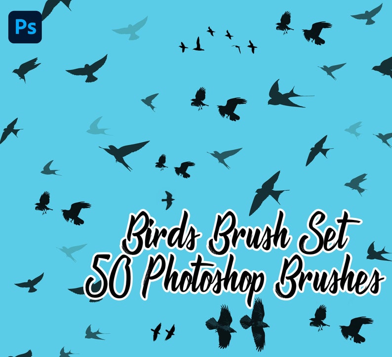 Photoshop Birds Brush Set - 50 Birds Brushes for Photoshop - Clip ...
