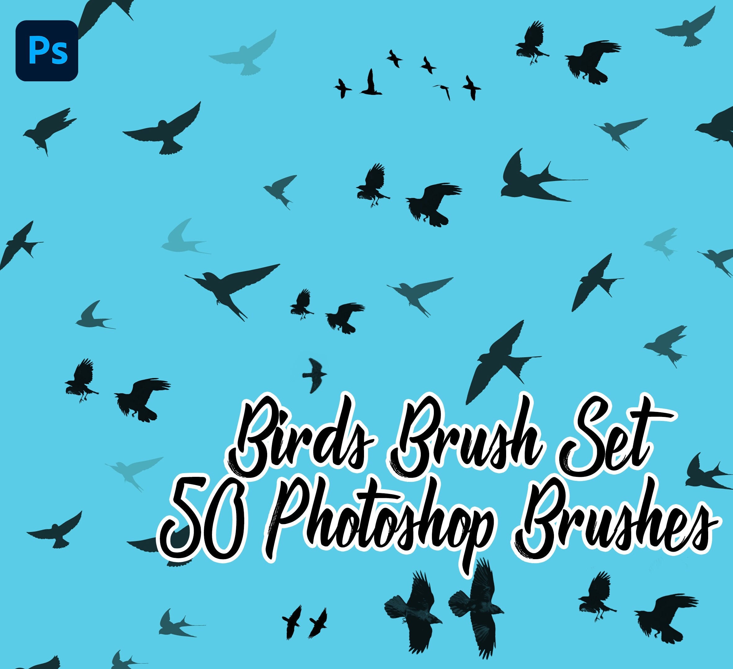 Photoshop Birds Brush Set - 50 Birds Brushes for Photoshop - Clip ...