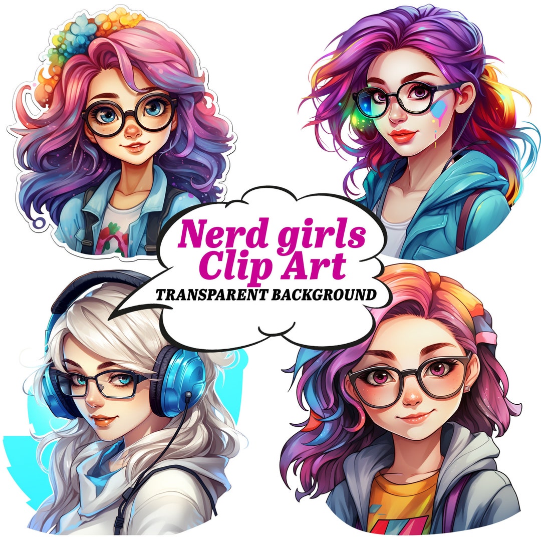 Colorful Nerd Girls PNG Clipart, Girl Wearing Glasses PNG, Nerd Gamer ...
