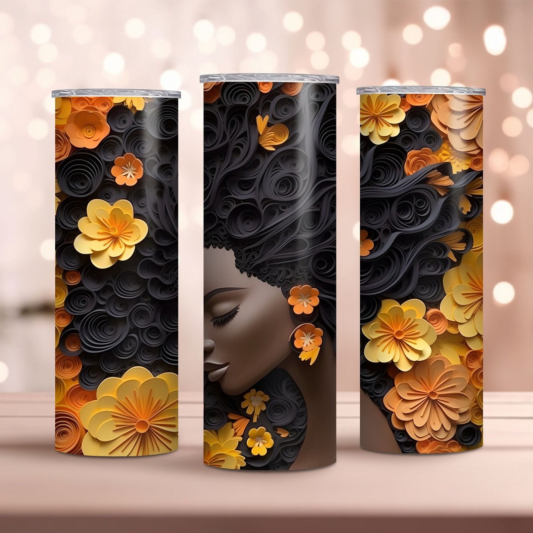 Black Woman in Full Floral Splendor 20oz Skinny Tumbler Wrap - Etsy