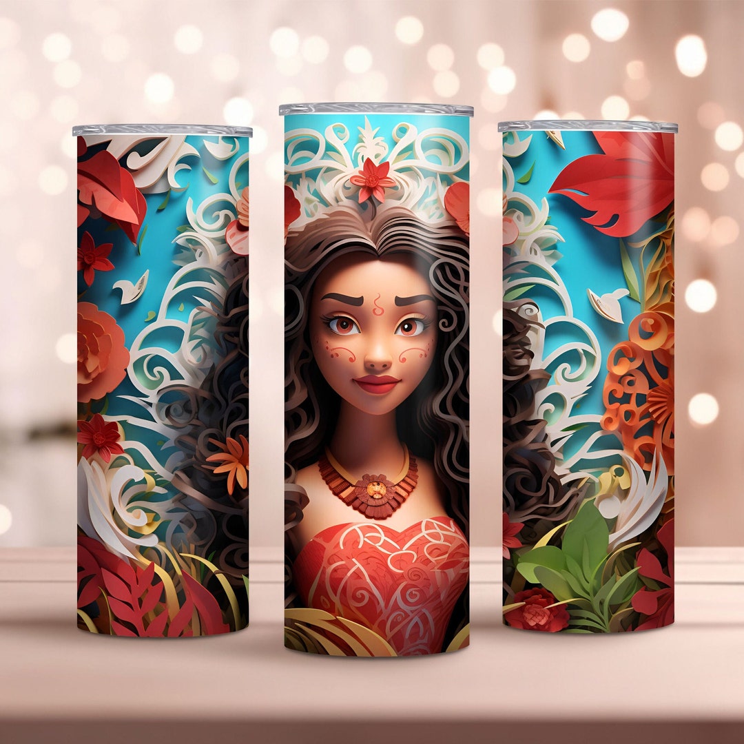 3D Princess Skinny Tumbler Wrap Tropical Tumbler - Etsy